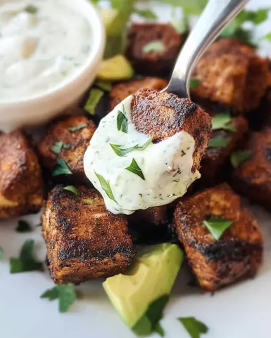 Blackened Tuna Bites with Avocado Cream Recipe delights! - FoodNFoodie